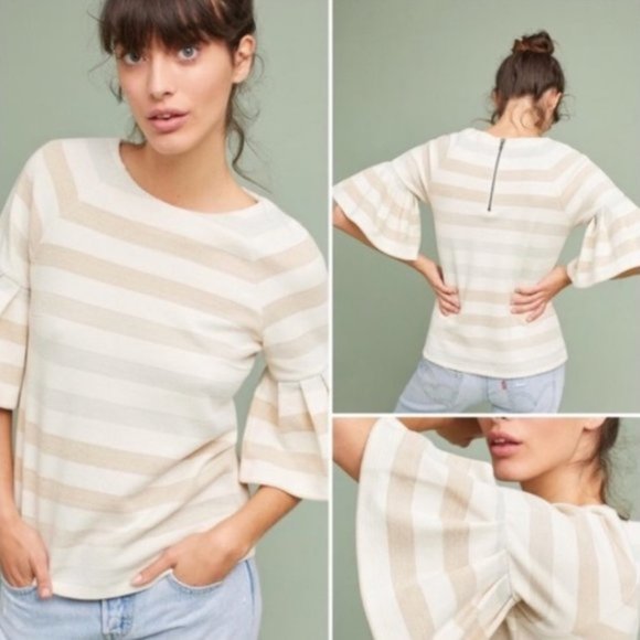 Maeve | Tops | Maeve Helsa Anthropology Wide Striped Bell Sleeve Top Sparkle Size Medium | Poshmark